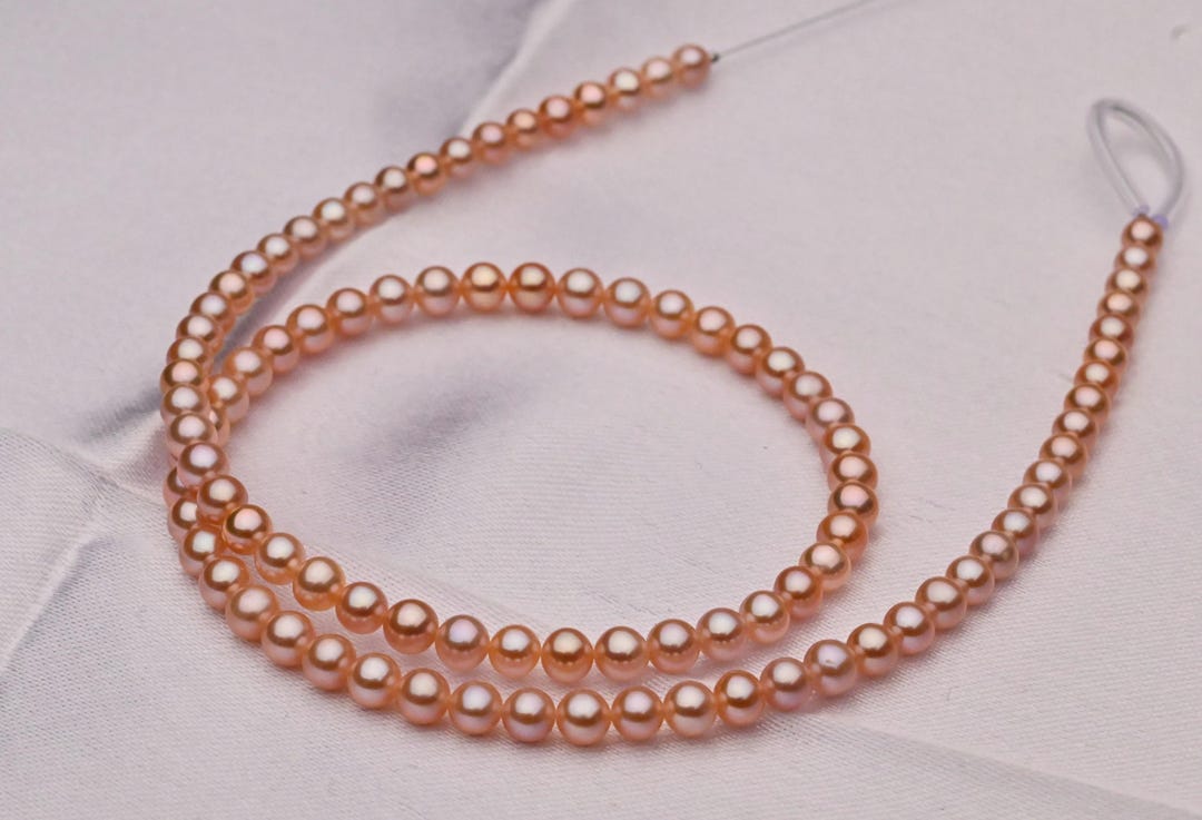 4-4.5mm Natural Round Pink Pearl Strand |small Pearl Strand |tiny/seed ...