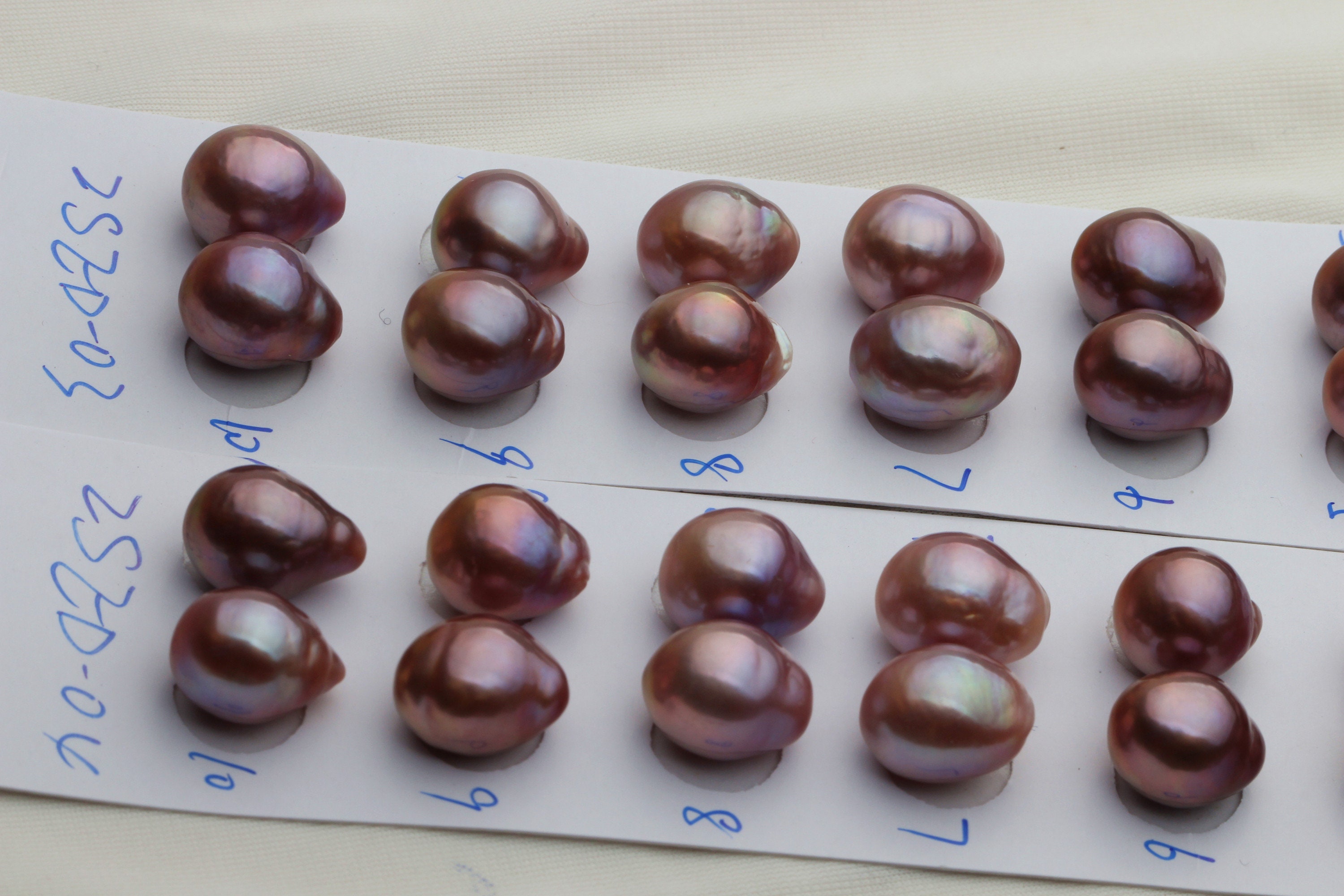 10-11mm Deep Metallic Color Pearl Pair,purple Pearl Pair,rice Edison ...