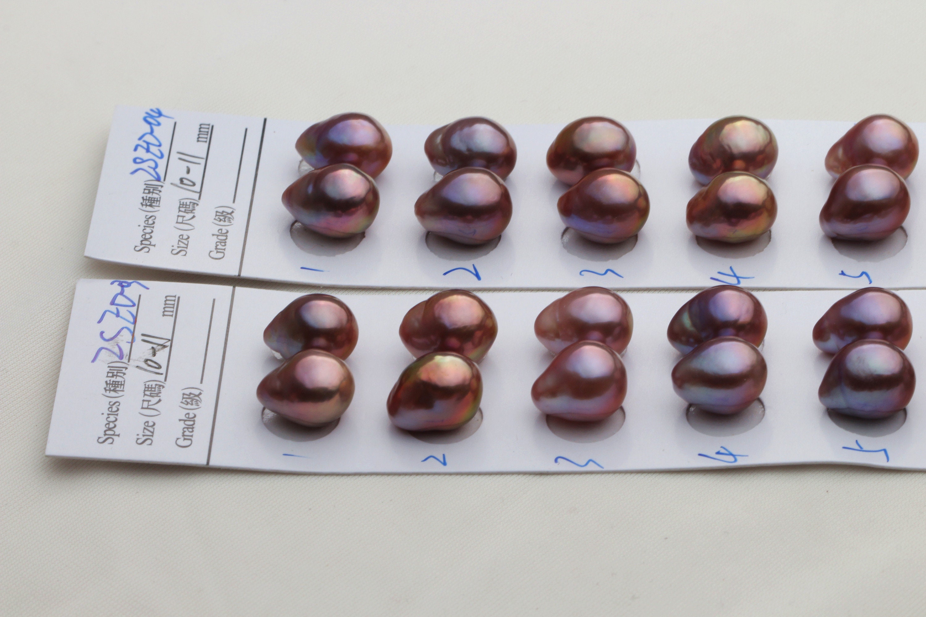 10-11mm Deep Metallic Color Pearl Pair,purple Pearl Pair,rice Edison ...