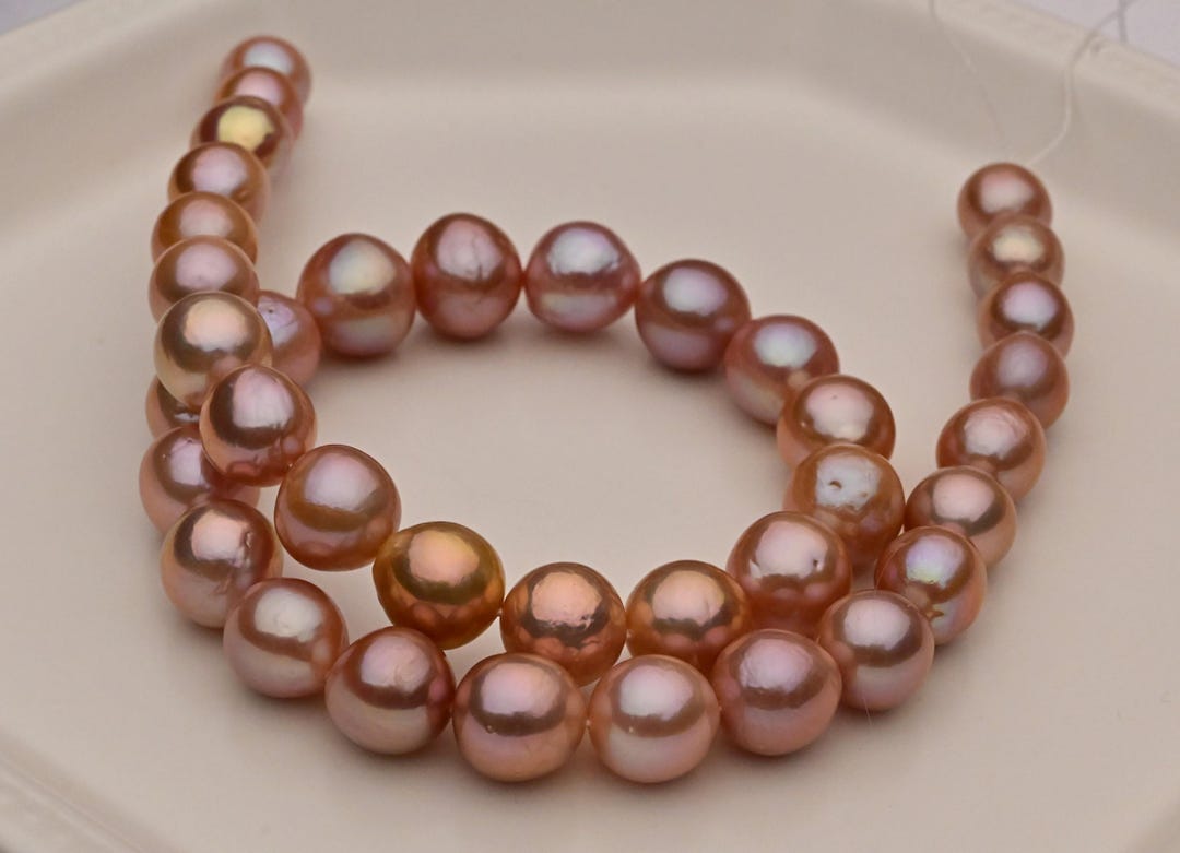 10-12mm Natural Metallic Purple Edison Pearl Strand | Baroque Near ...