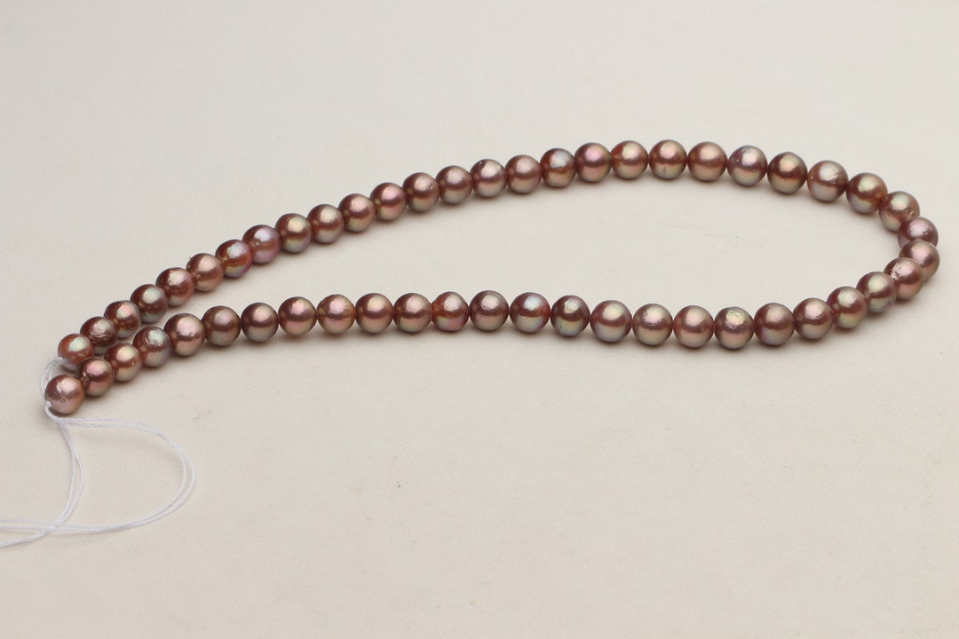 7-8.5mm Round Edison Pearl Strand,natural Metallic Color Pearl Strand ...