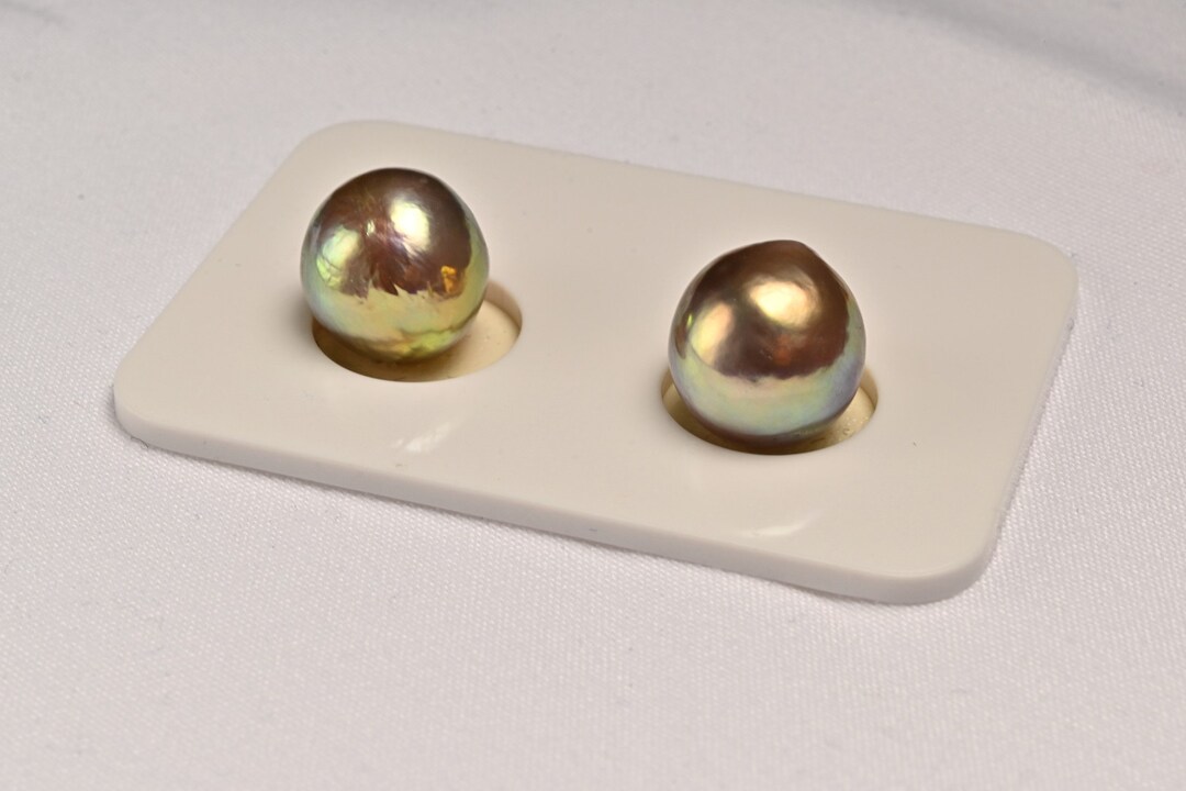 10.5-11mm Natural Metallic Green Pearl Pair,edison Perl Pair.xh03 - Etsy