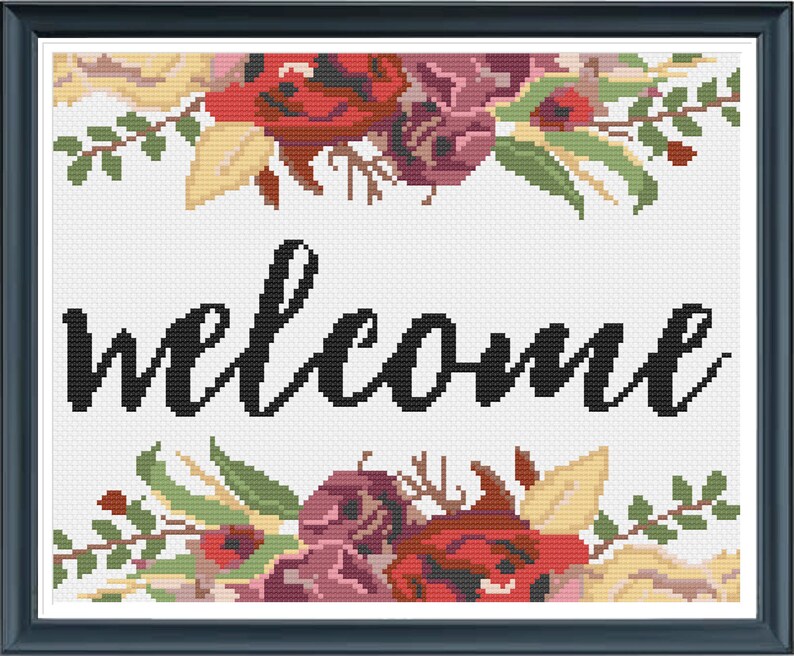 Modern Cross Stitch Pattern Welcome Script Font With - Etsy