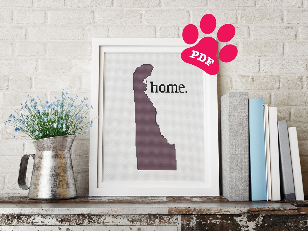 Delaware State Cross Stitch Pattern: Home Font Instant Pdf Download - Etsy