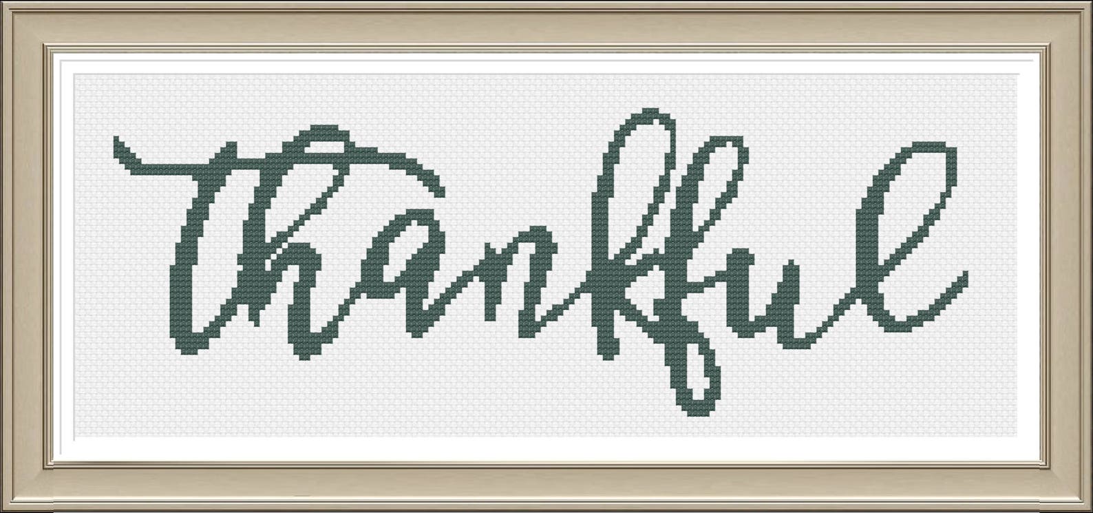 Modern Cross Stitch Pattern - Thankful Script Font, Instant Pdf ...