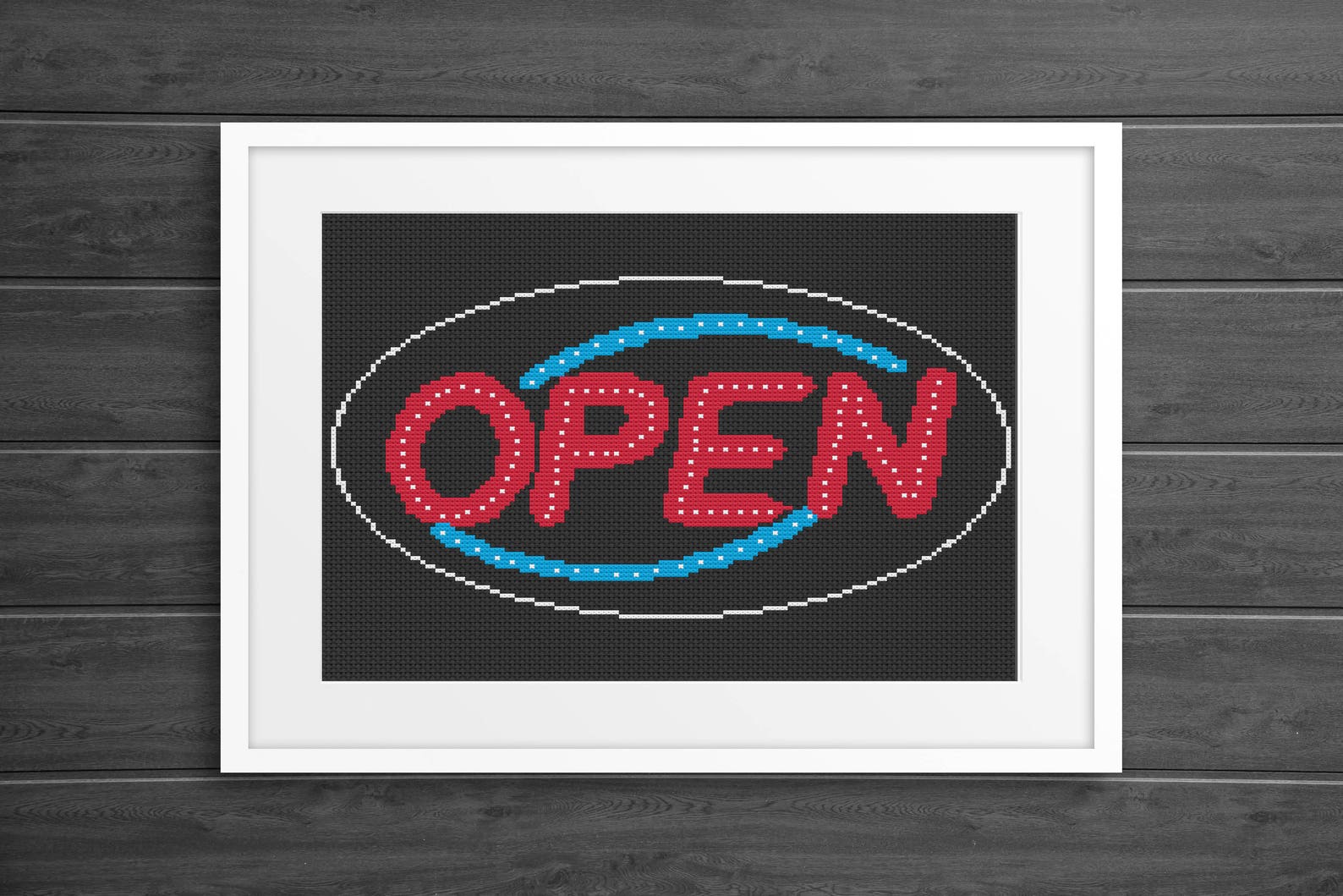 Fun Cross Stitch Pattern: Neon Open Sign Instant Pdf Download - Etsy