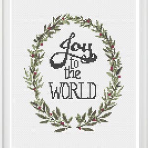 Christmas Modern Cross Stitch Pattern - Joy to the World Lettering With ...
