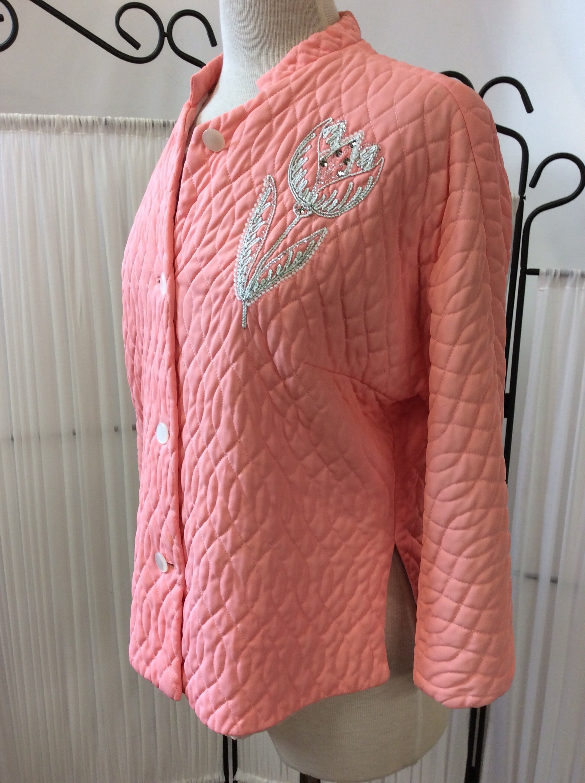 1950's Coral Quilted Embellished Bed Jacket Coral - Etsy