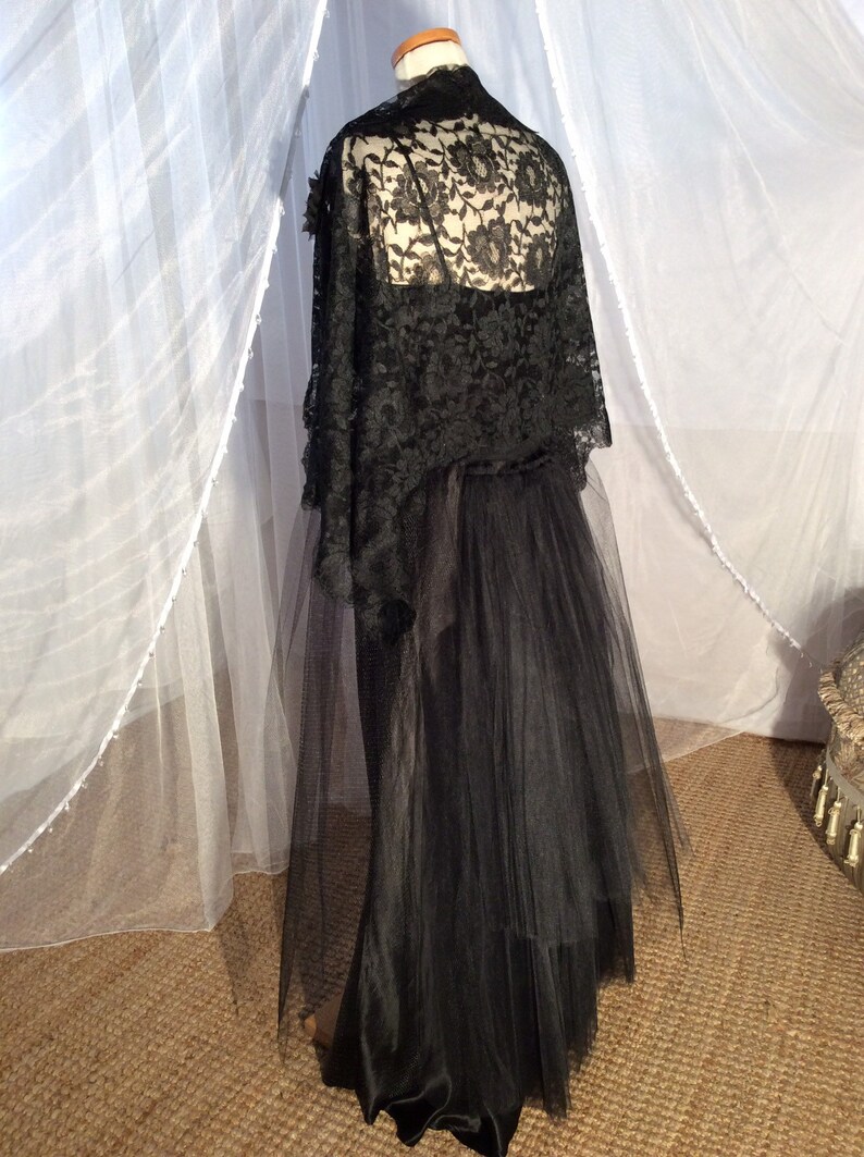 Black Satin and Lace Formal Goth Style 3-piece Ensemble - Etsy