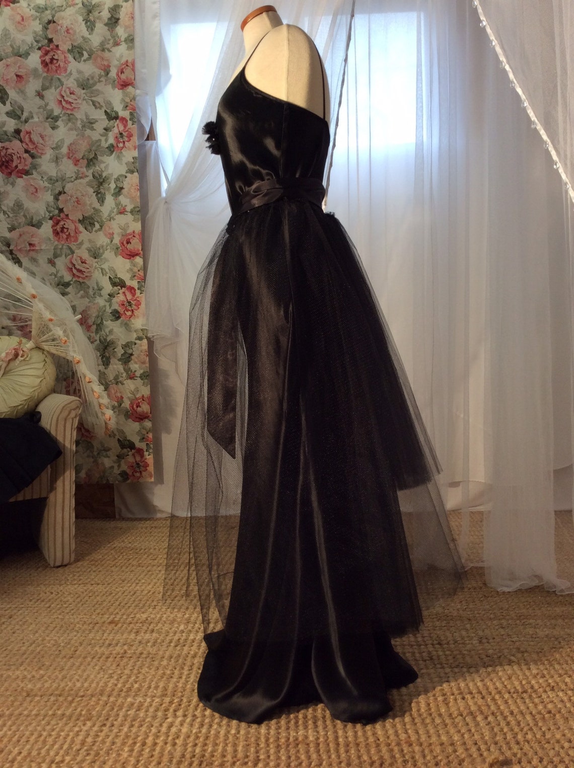 Black Satin and Lace Formal Goth Style 3-piece Ensemble - Etsy