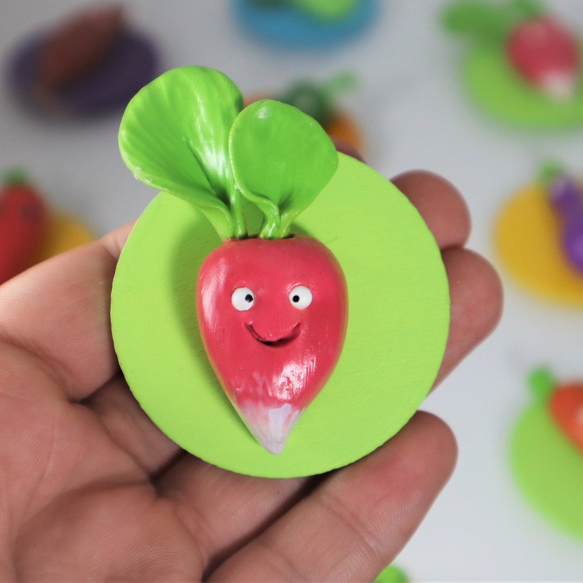 Radish Magnet, Vegetable Magnet, Handmade Polymer Clay Magnet, Veggie ...