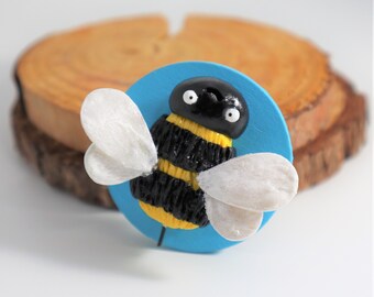 Bee Magnet, Handmade Magnet Bee, Cute Polymer Clay Magnet, Little ...