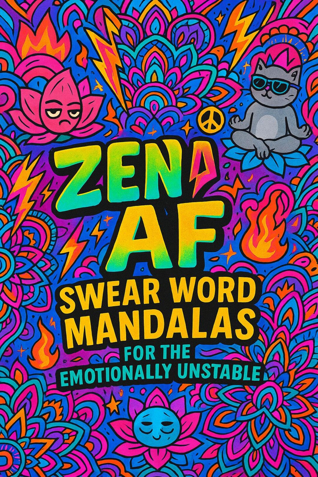 Zen AF Swear Word Mandala Coloring Book: Funny Adult Stress Relief ...