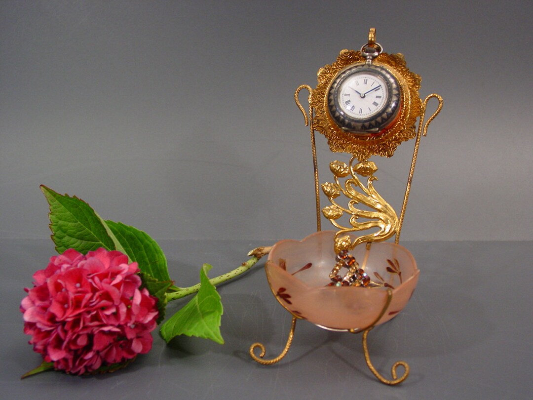 ART NOUVEAU Antique POCKET Watch Stand Collectible With Jewelery Rest ...