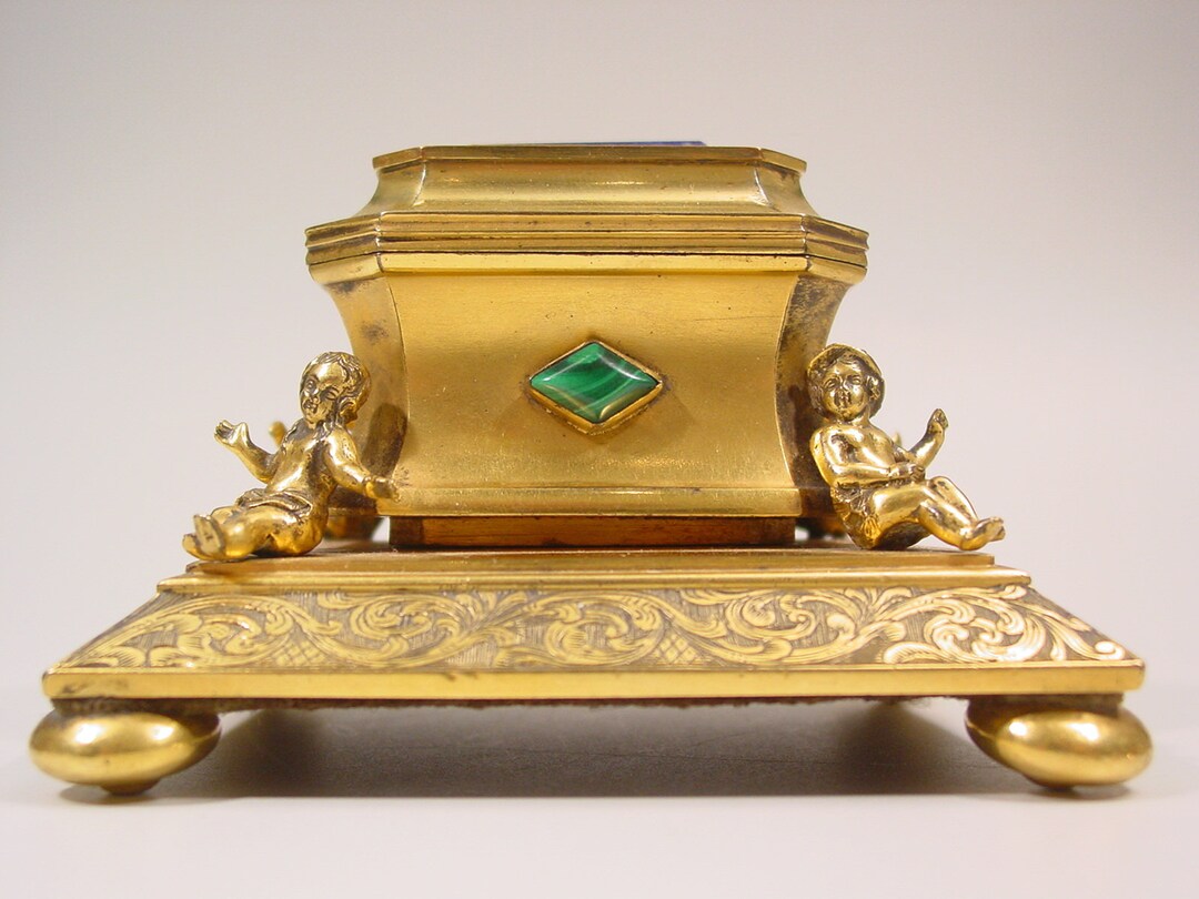 ANTIQUE BAROQUE INKSTAND - Silver Case Gilded - Figural Inkwell With ...