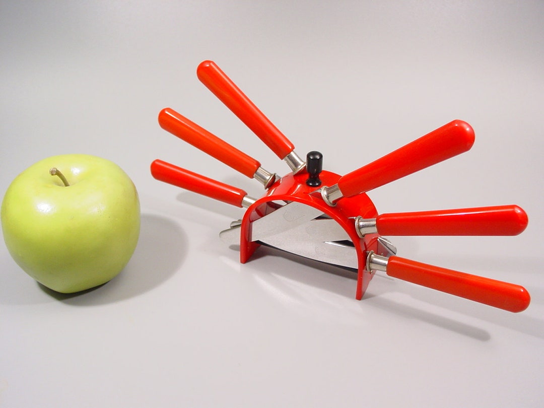 ART DECO Fire Red BAKELITE Fruit Knife Set Collectible Cutlery - Fruit ...