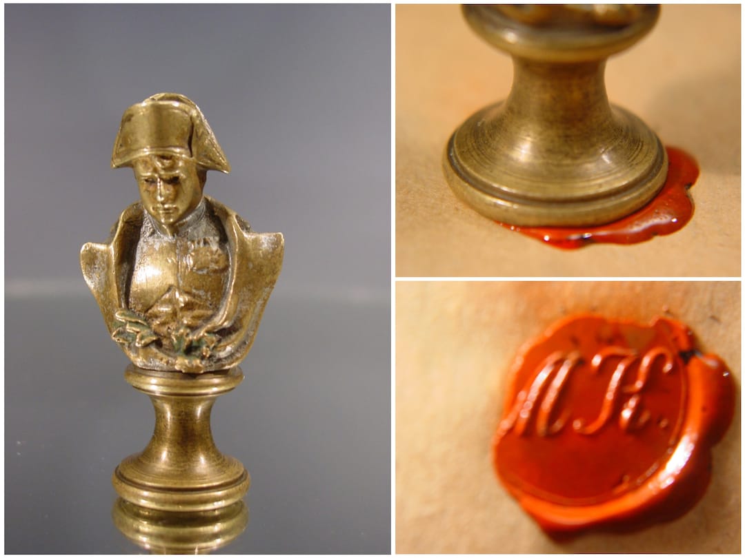 Antique Wax SEAL - NAPOLEON BONAPARTE Figure - Monogram M H - French ...