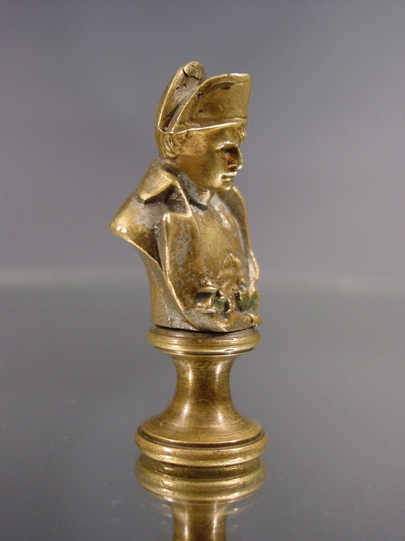 Antique Wax SEAL NAPOLEON BONAPARTE Figure Monogram M H French Bronze ...