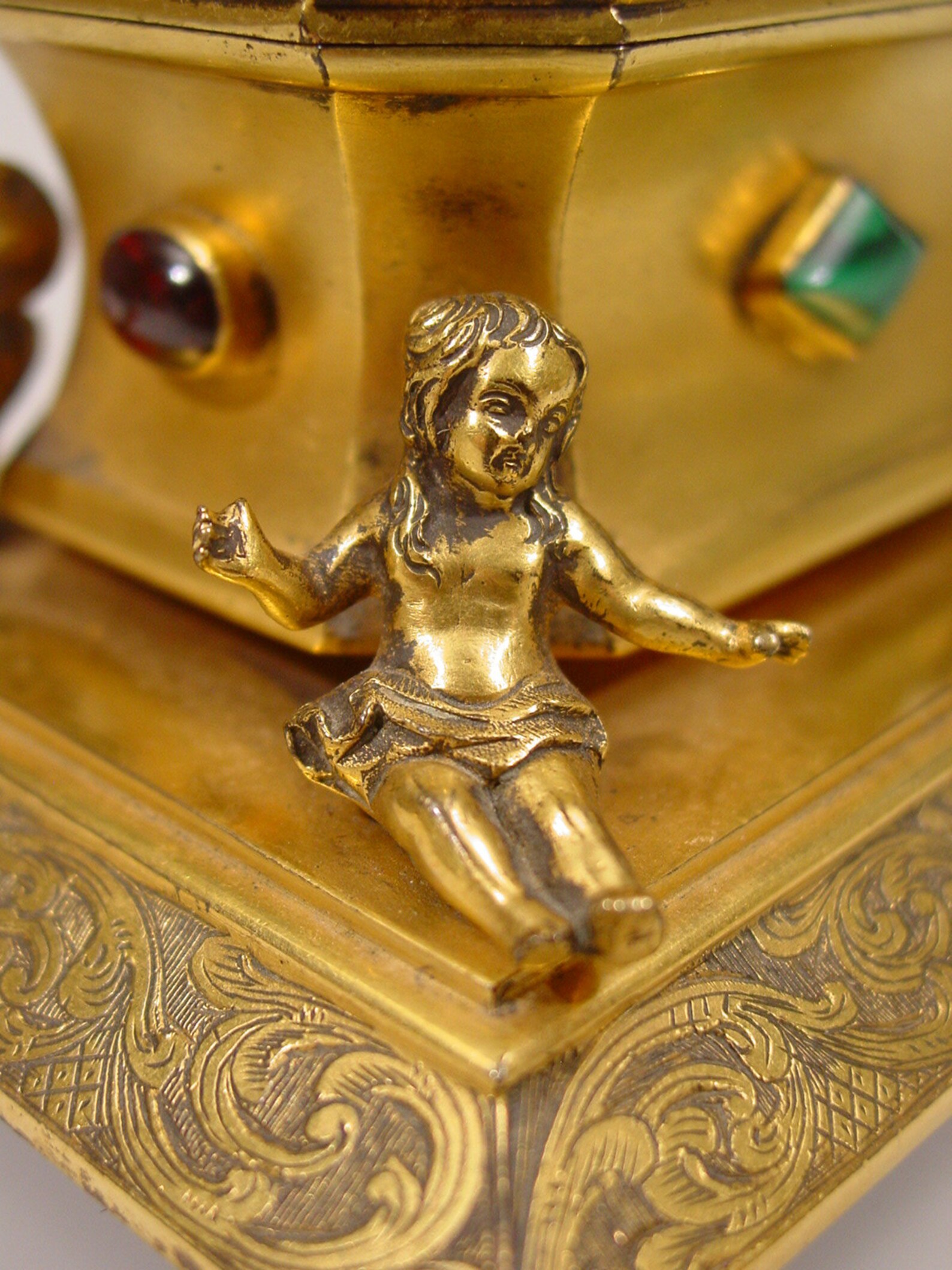 ANTIQUE BAROQUE INKSTAND - Silver Case Gilded - Figural Inkwell With ...