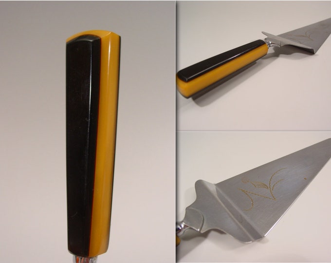 Art Deco Top BAKELITE Cake Lifter Server Pie Yellow Black Catalin ...