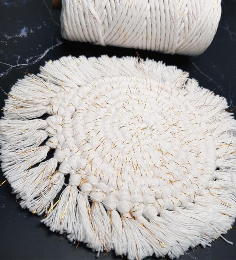 4mm & 6mm Single Twist Cotton MACRAME Rope with Metallic yarn | Etsy