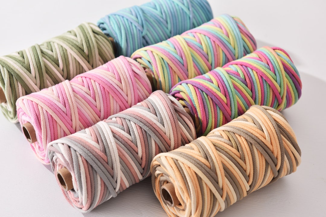 5.0MM Variegated COTTON ROPE Braided Cotton Cord Rainbow - Etsy