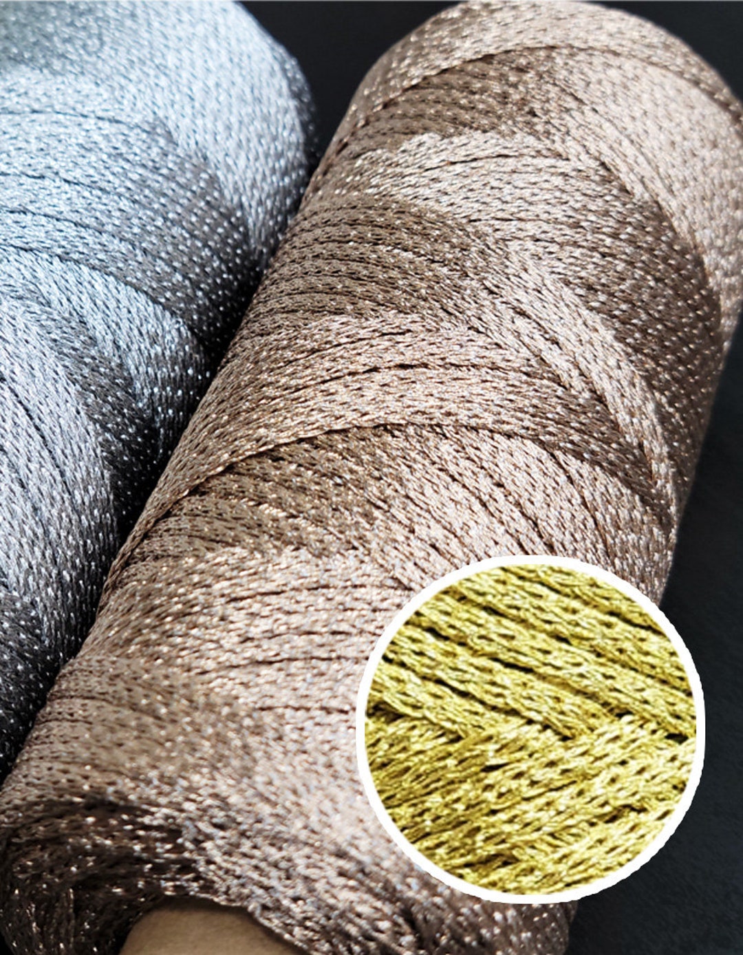 2.5MM Lurex Yarn Metallic Knitting Yarn Shiny Yarn Bag Crochet Cord ...