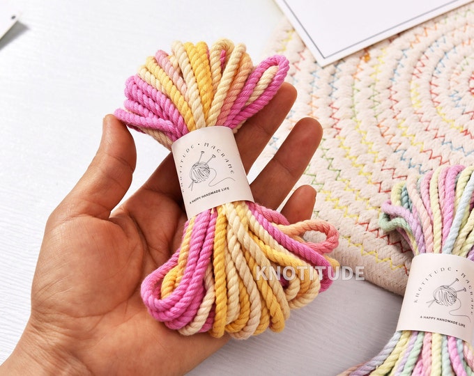 Mini 3mm X 10meters Variegated Cotton Cord Multi Colored Macrame Cord ...