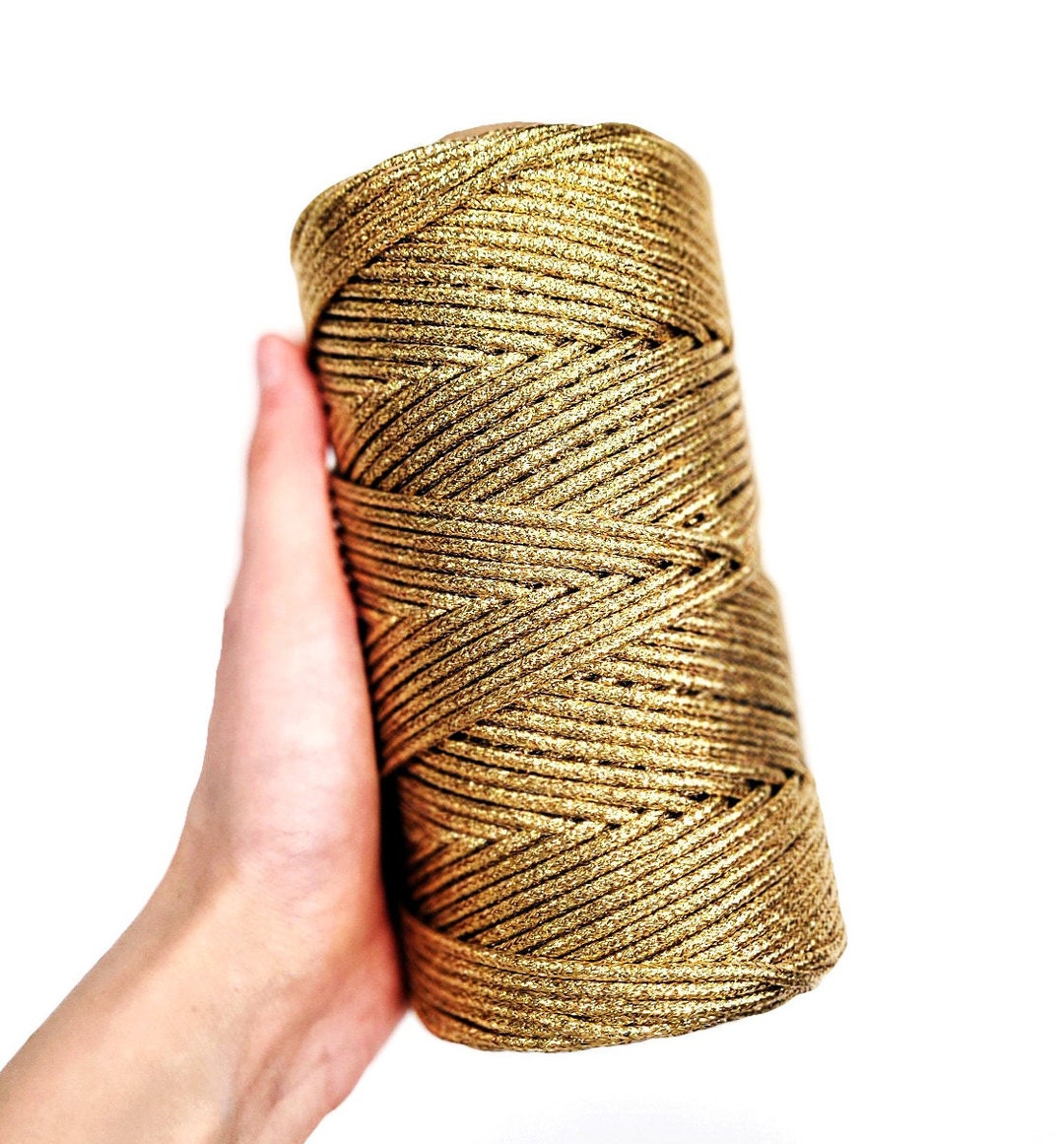 Dazzled 3.0mm Metallic Braided Cord Macrame Braid Rope Gold Color Rope ...