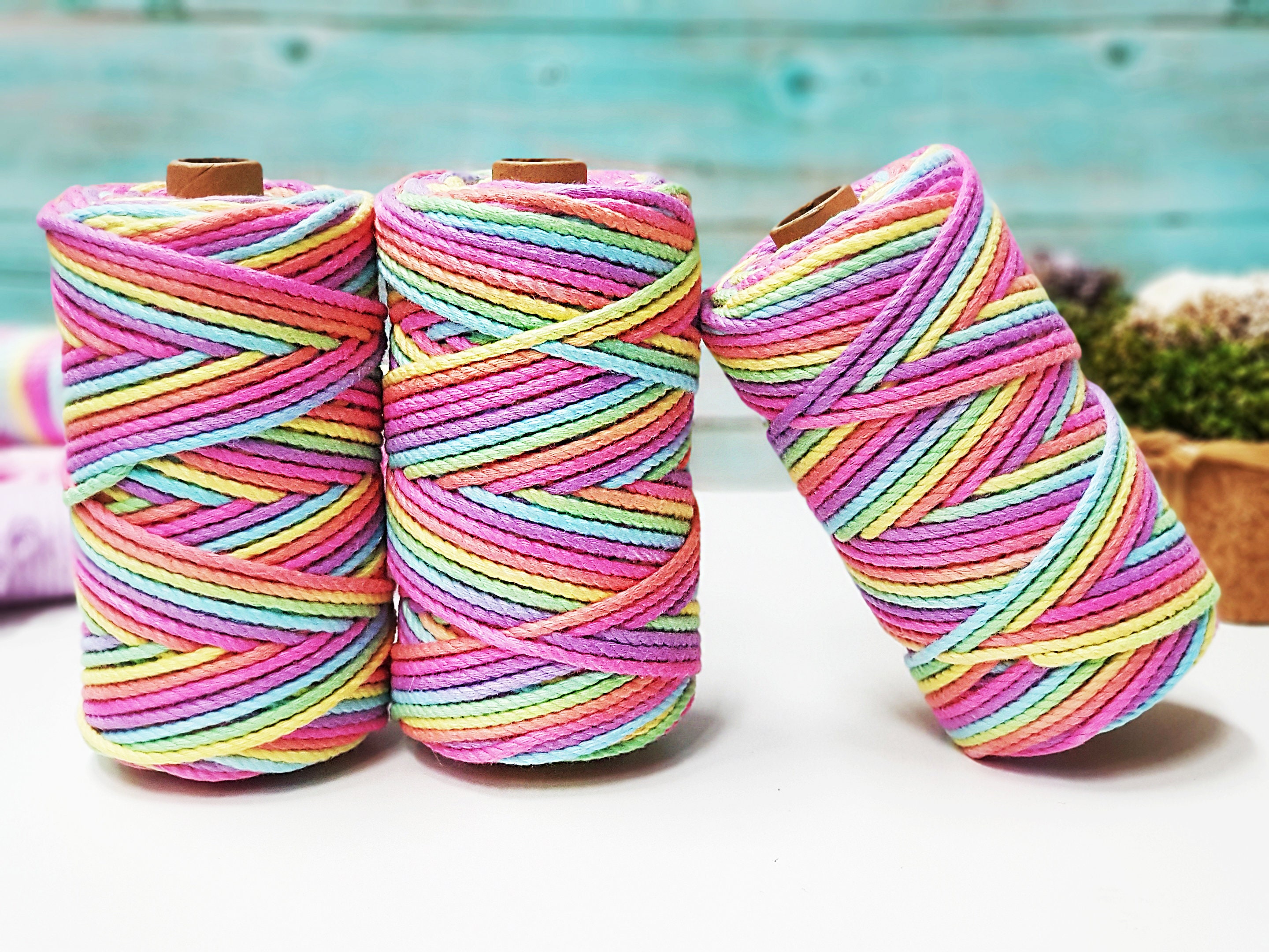 3.0MM Variegated COTTON ROPE Multi Color Macrame Rope Pure | Etsy