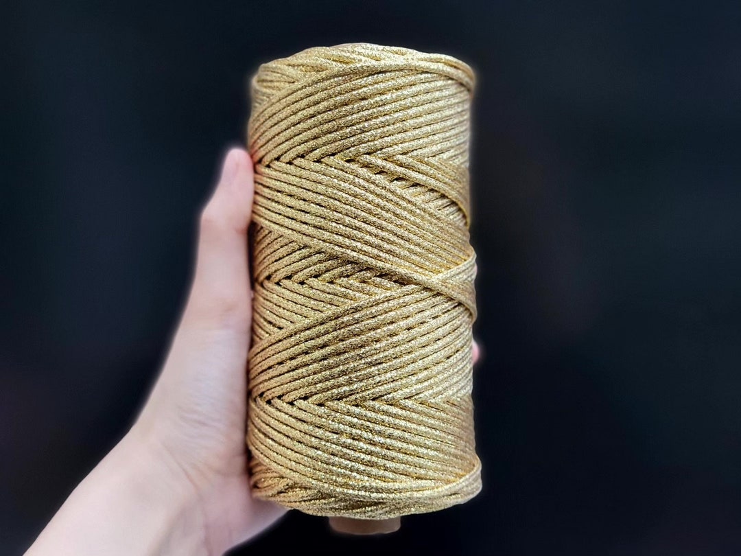 Dazzled 3.0mm Metallic Braided Cord Macrame Braid Rope Gold Color Rope ...