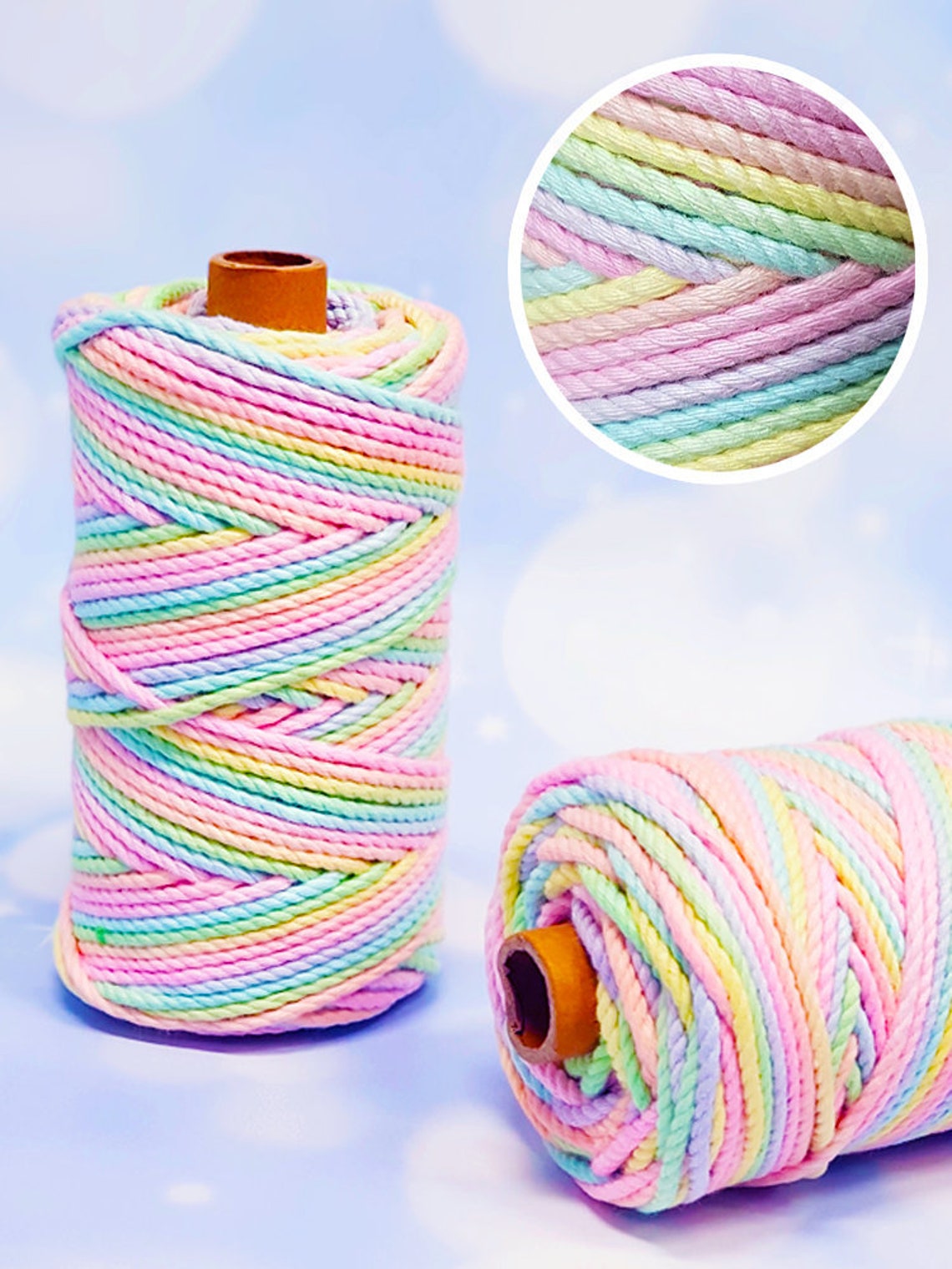 3.0MM Variegated COTTON ROPE Multi Color Macrame Rope Pure | Etsy