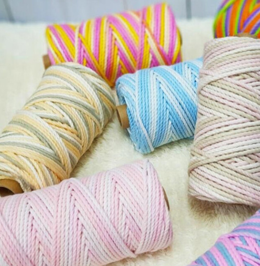 3.0MM Pastel Rainbow Cotton Rope Macrame Rope Decoration Cord 90meters ...