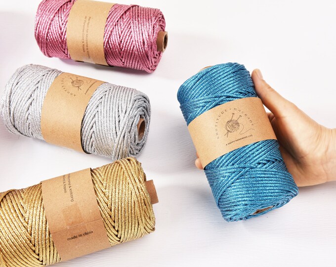 Shiny 3.0mm Metallic Braided Cord Macrame Braid Rope Gold Color Rope ...