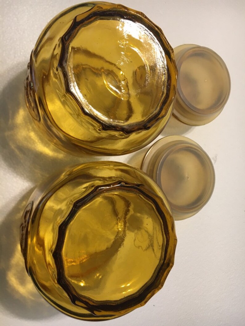 2 Wheaton Amber Glass Rooster/sun Canisters Apothecary Jars - Etsy