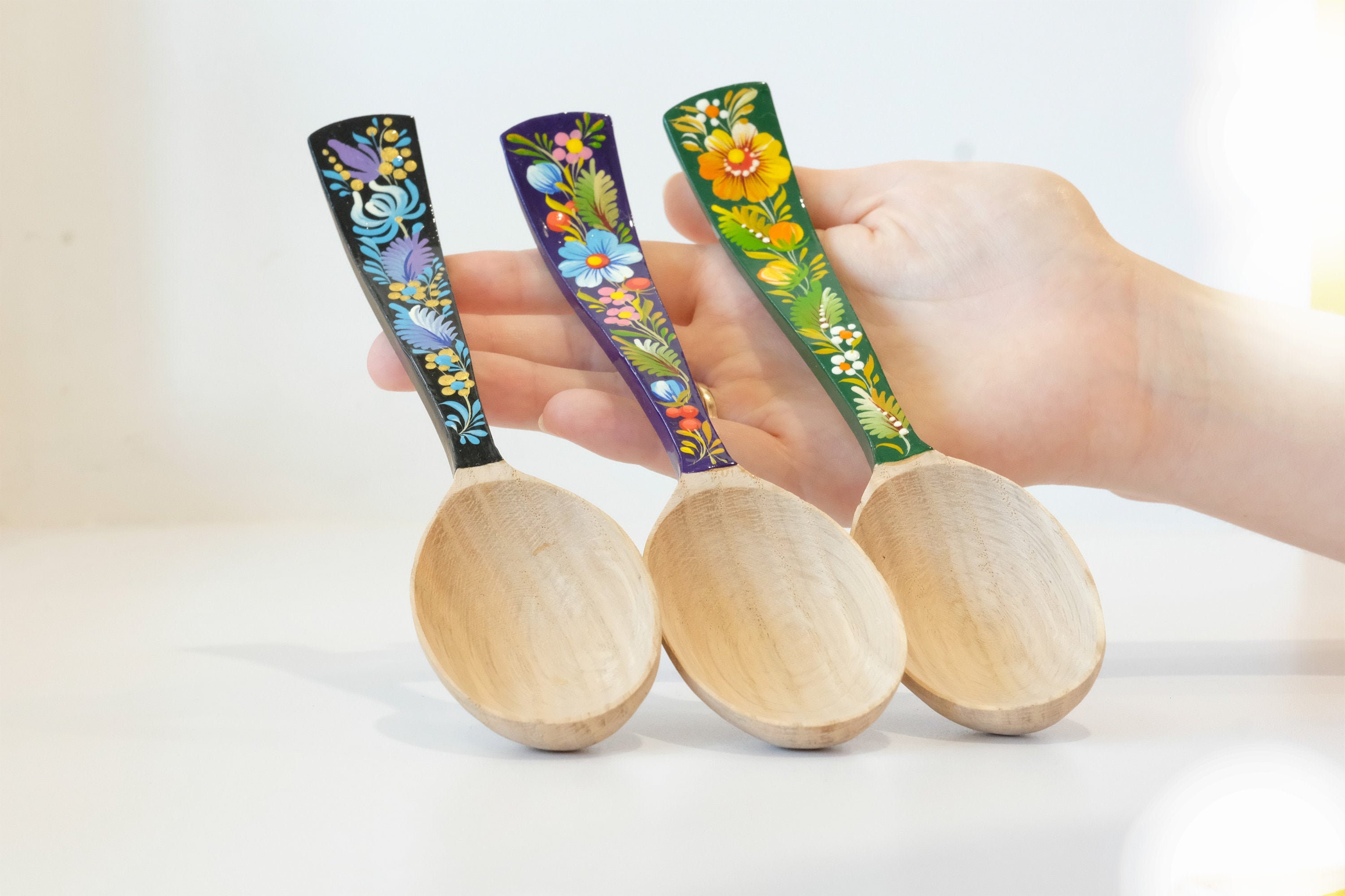 Unique Wooden Spoon Unique Painted Tablespoon Flower Salt - Etsy UK