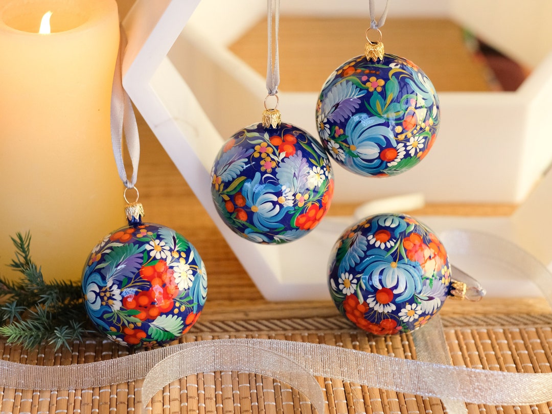 Christmas Ornament Set, Hand-painted Ukrainian Christmas Ornaments ...
