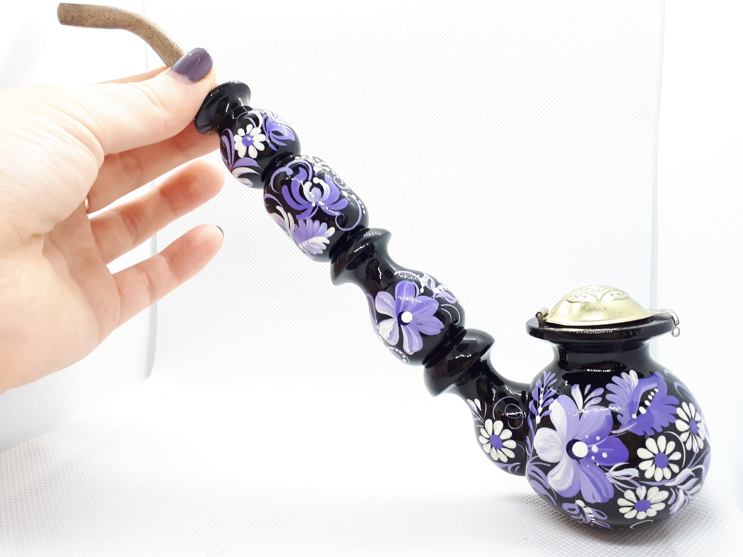 Tobacco Smoking Pipe Unisex Pipe Golden Pipe Gold Wooden Pipe Purple ...