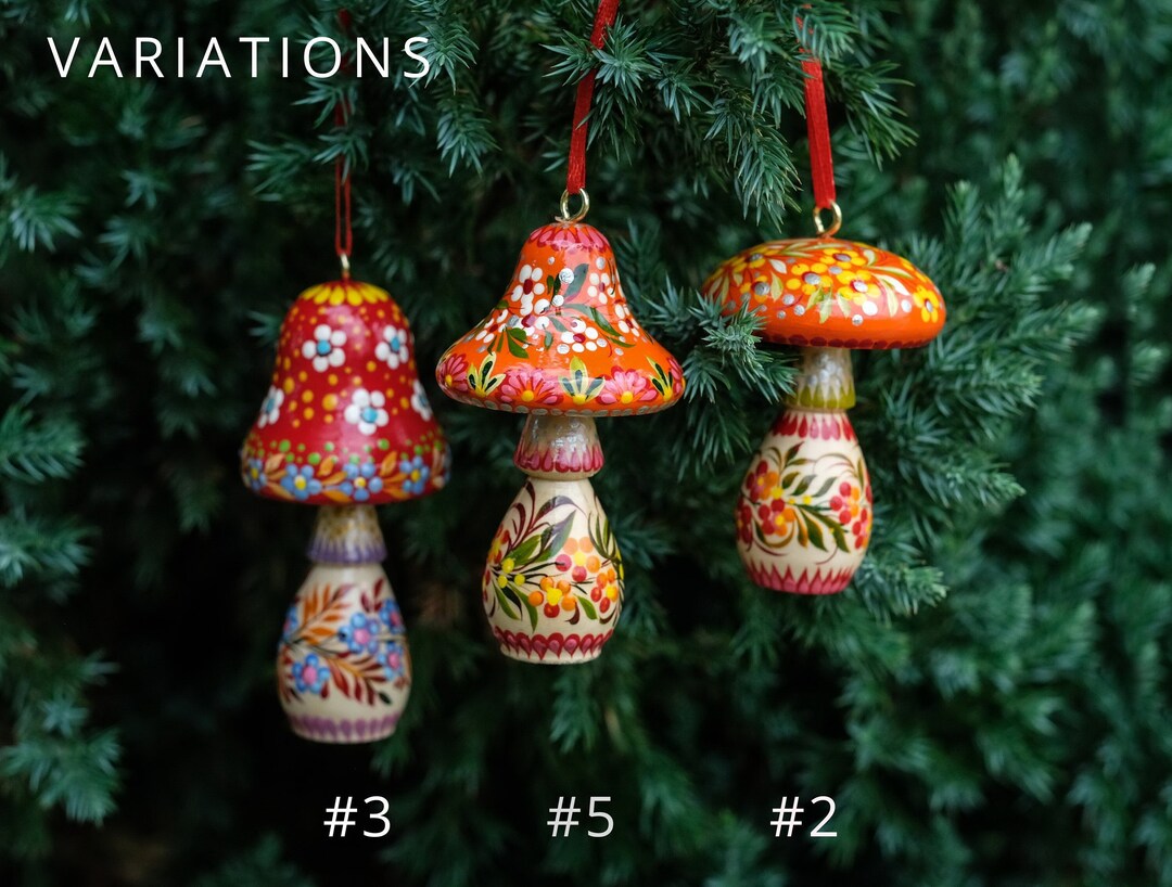 Mushroom Christmas Ornament, Hand-painted Christmas Tree Ornament ...
