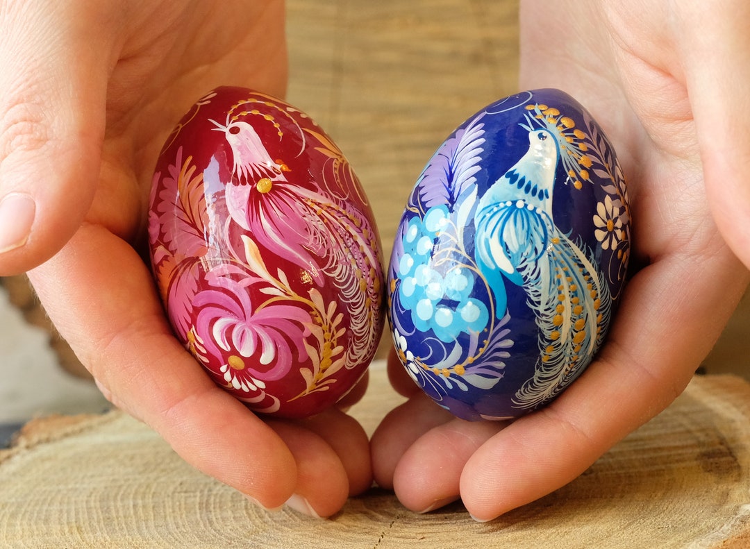 Ukrainian Easter Eggs, Wooden Easter Eggs Hand Painted With Petrykivka ...