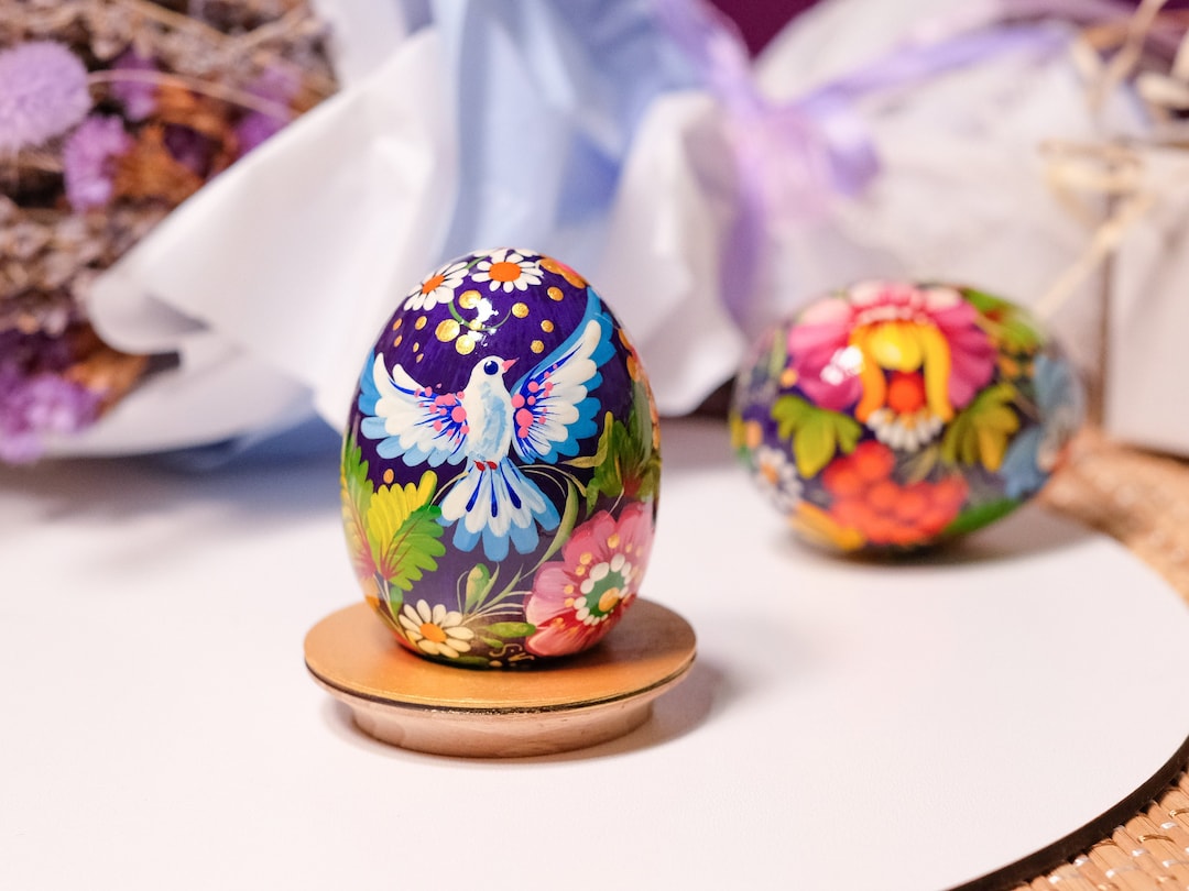 Wooden Easter Eggs Hand Painted With Ukrainian Petrykivka Painting ...