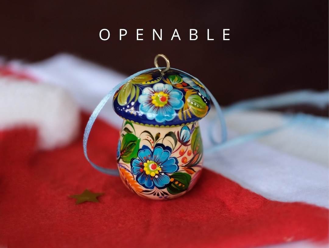 Mushroom Christmas Ornament, Openable Christmas Tree Ornament, Hand ...