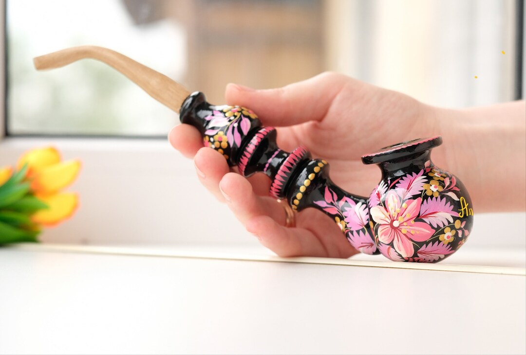 Personalized Smoking Pipe Custom Pink Flower Pipe Wooden - Etsy