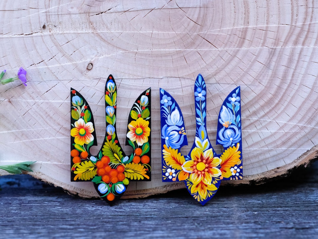 Ukraine Emblem Fridge Magnet, Hand-painted Blue and Yellow Magnets ...