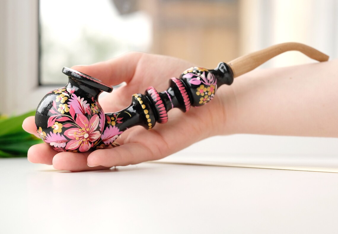 Personalized Smoking Pipe Custom Pink Flower Pipe Wooden | Etsy