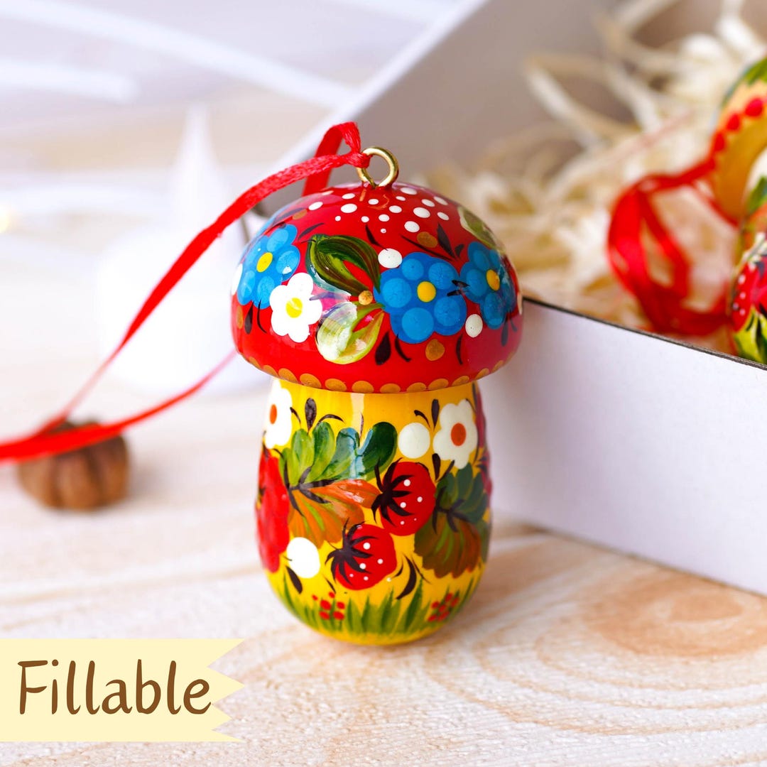 Fillable Painted Mushroom Ornament - Handmade Ukrainian Keepsake ...