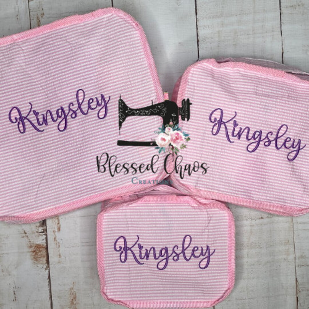 Personalized Seersucker Packing Cubes, Monogrammed Travel Cubes ...