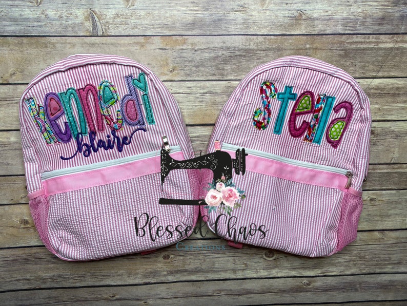 Kids Personalized Applique Backpack, Fabric Name Backpack, Daycare ...