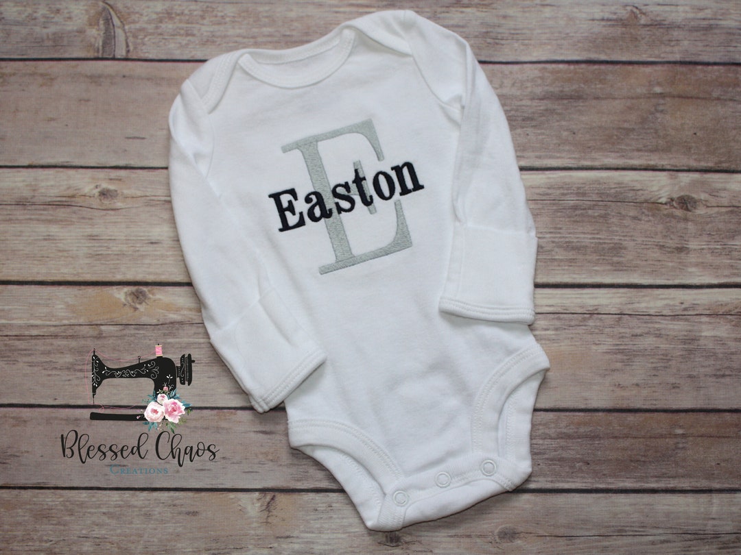 Personalized Baby Boy Bodysuit, Monogrammed Newborn Coming Home Outfit ...