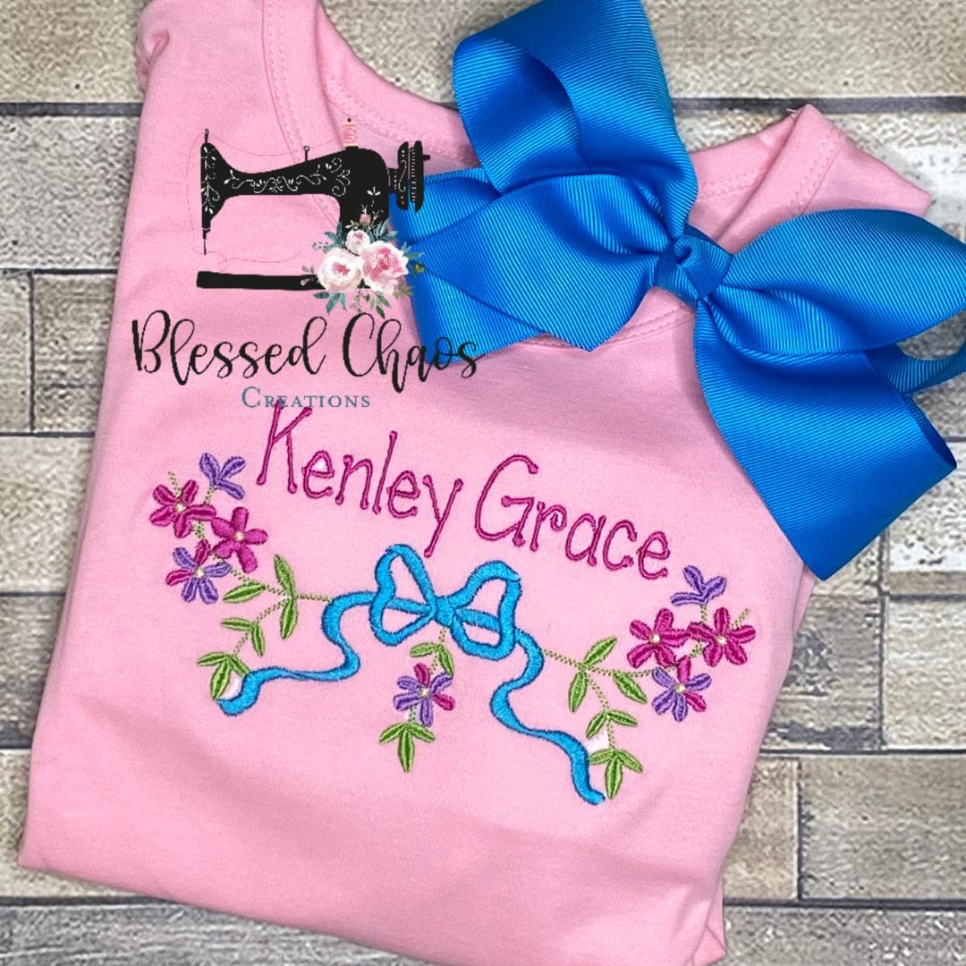 Personalized Girls Floral Monogram Shirt, Romper, Embroidered Floral ...